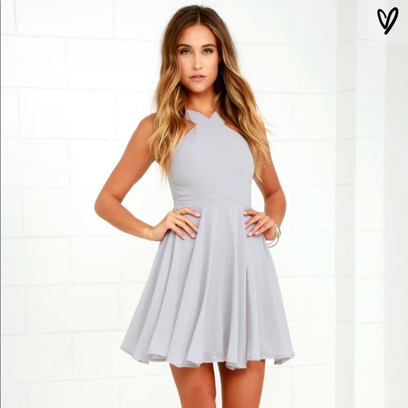 Lulus | Dresses | Lulus Grey Skater Dress S | Poshmark